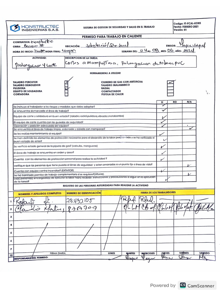 Permisos de Trabajo TAR Sem 1 Junio | PDF