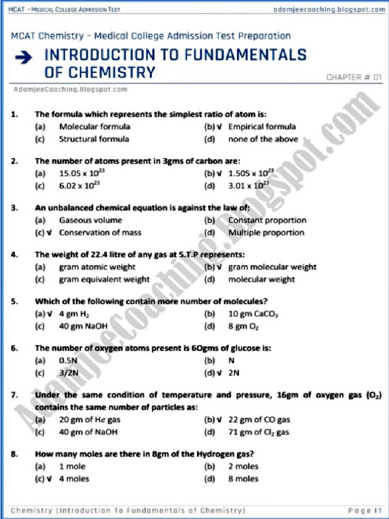 chemistry mdcat part 1 | PDF