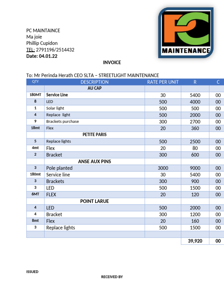 INVOICE 09 | PDF | Electrical Components | Lighting