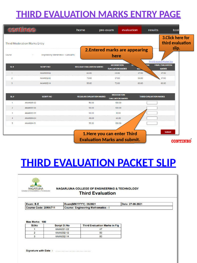 6.Third Evaluation Marks Entry Page | PDF