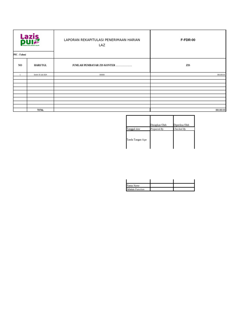 Format Rekapitulasi Penerimaan Harian | PDF