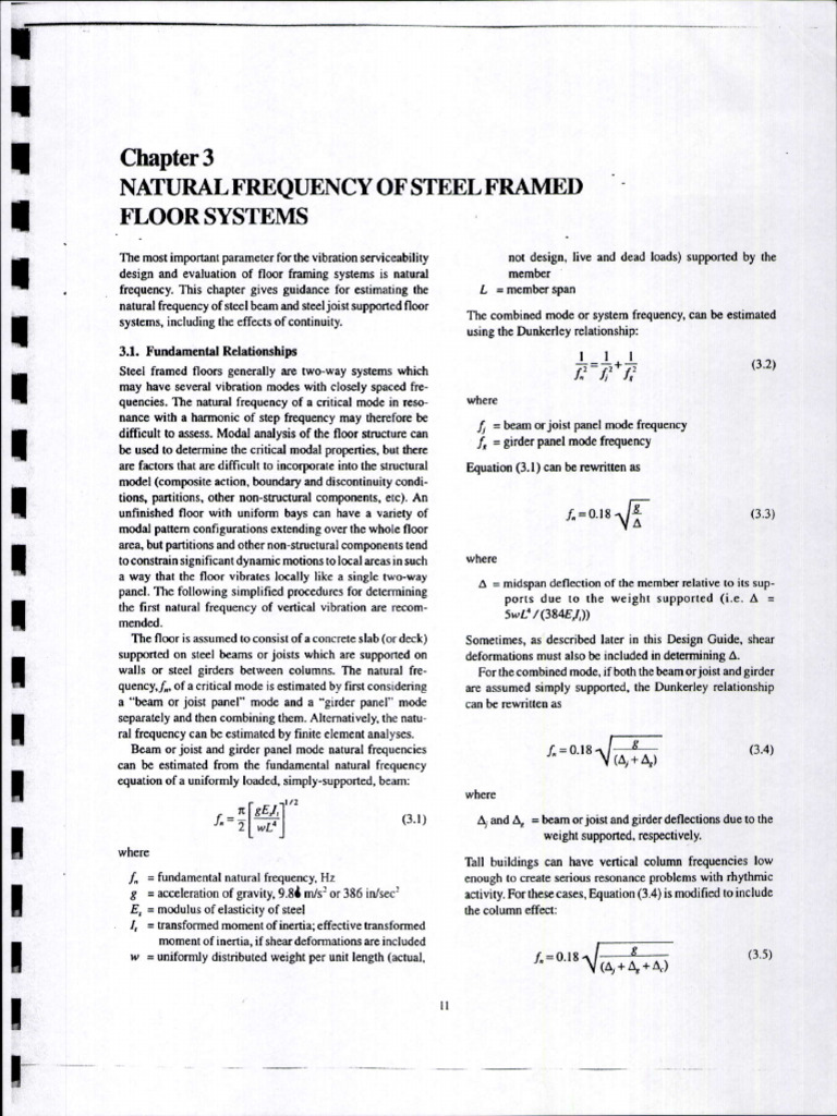 Natural Frequency of Steel Framed Floor Systems, Gilmour | PDF