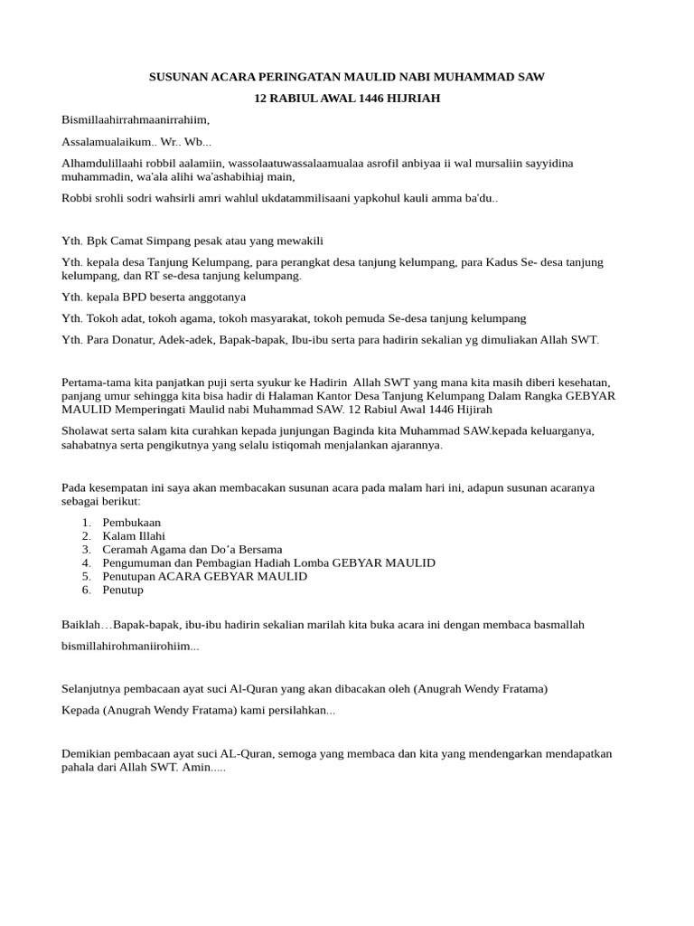 Susunan Acara Malam | PDF