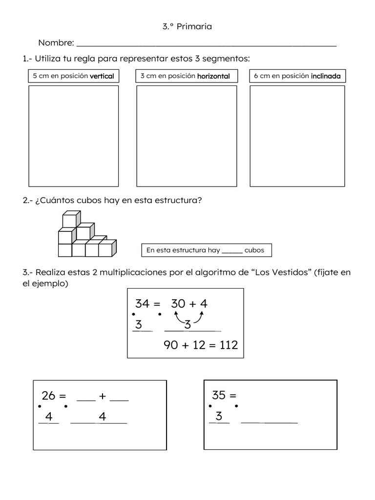 Ejercicios de Matemáticas 3° Primaria | PDF