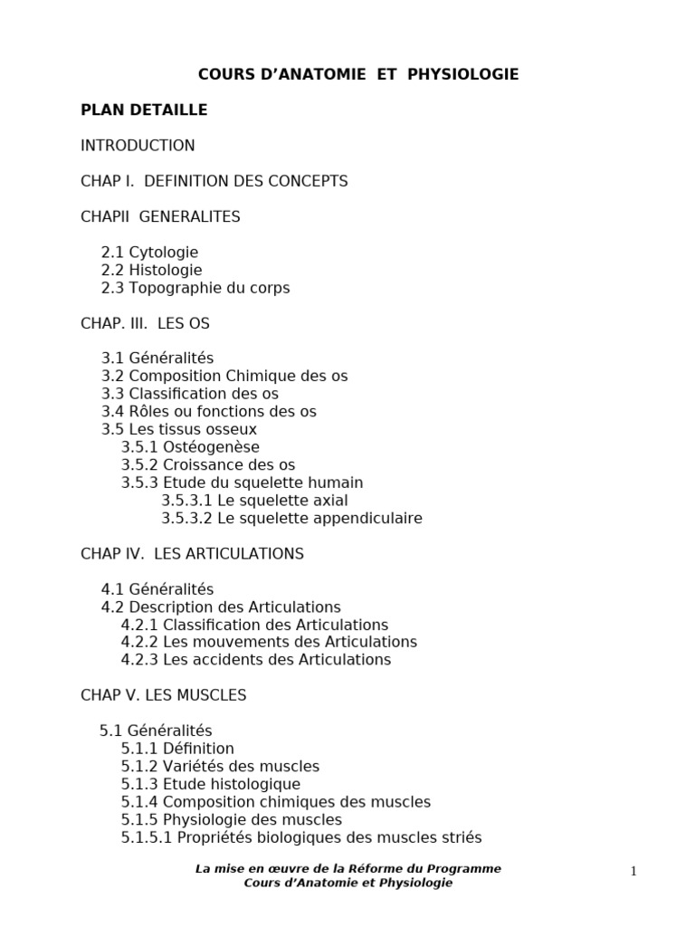 Cours D'anatomie Et Physiologie-2 | PDF | Vertèbre | Colonne vertébrale