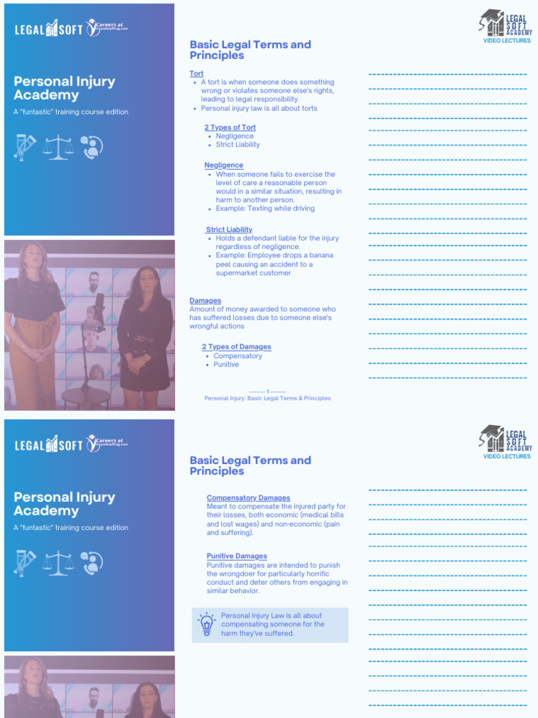 Basic Legal Terms and Principles Course Outline | PDF | Tort | Damages