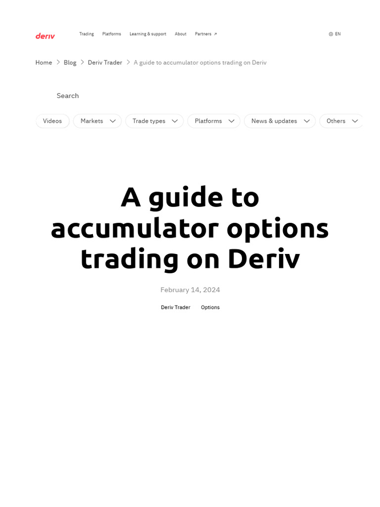 A Guide to Accumulator Options Trading on Deriv _ Deriv Blog | PDF ... A Guide to Accumulator Options Trading on Deriv _ Deriv Blog | PDF ...