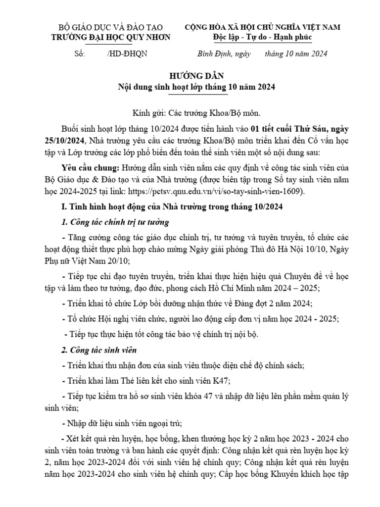 HD SHL Tháng 10.2024 | PDF