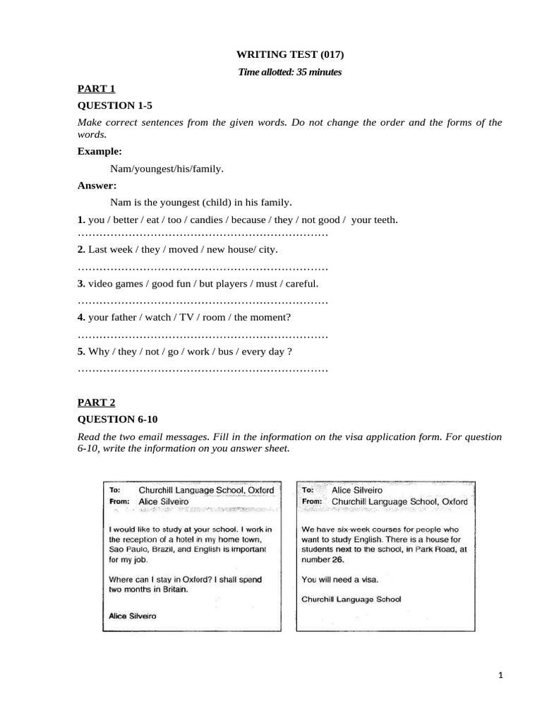 Writing Test 017 | PDF