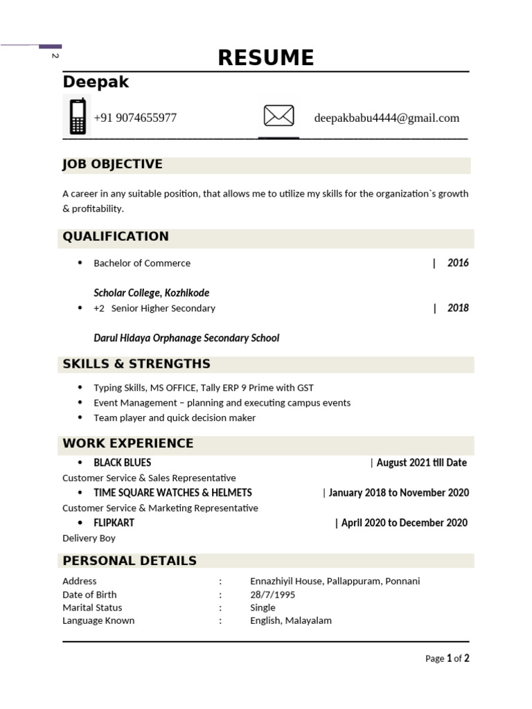 Deepak - Resume | PDF