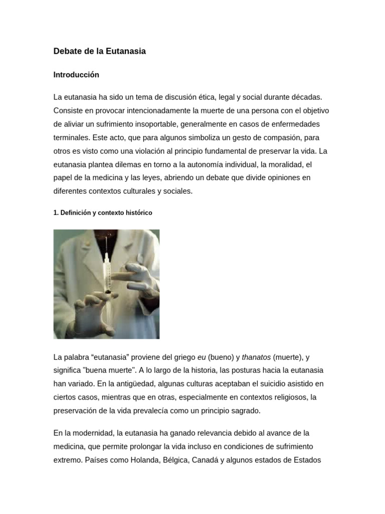 Debate Ético sobre la Eutanasia | PDF | Cuidados paliativos