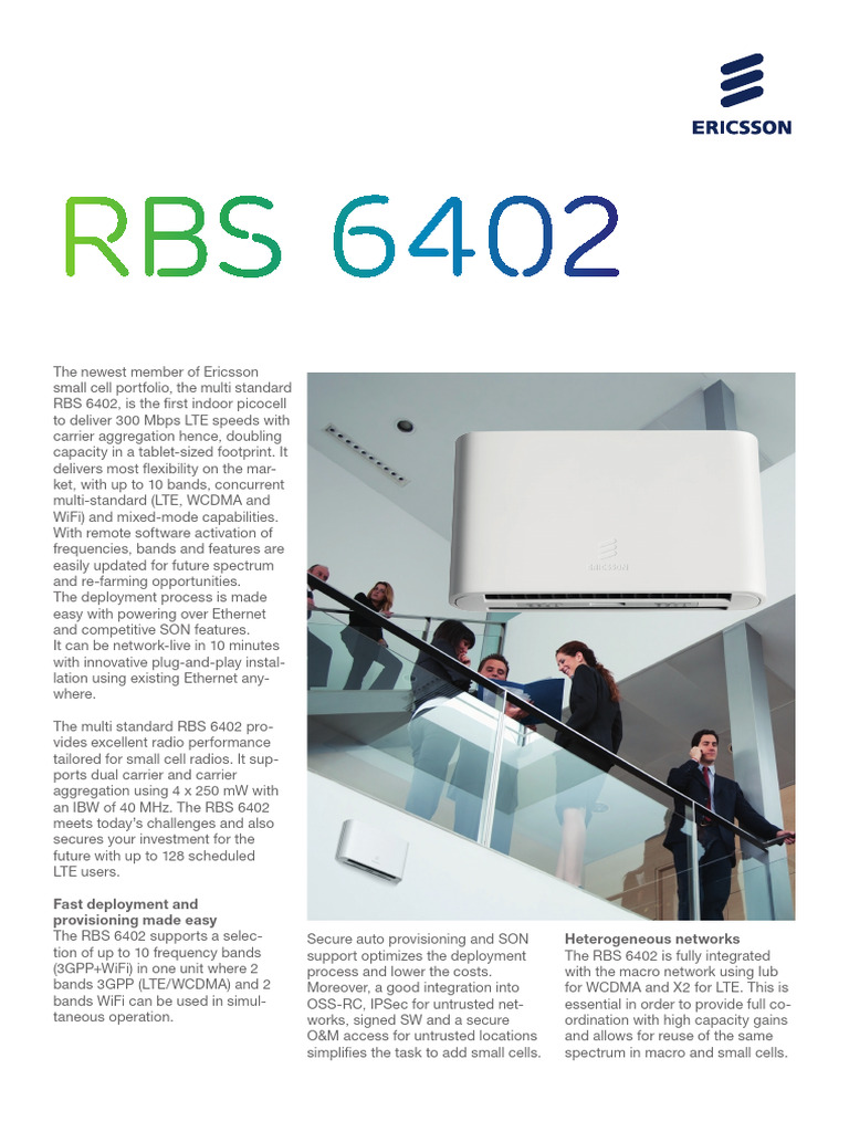 Ericsson RBS 6402: Advanced Small Cell Solution | PDF | Wi Fi | Lte ...