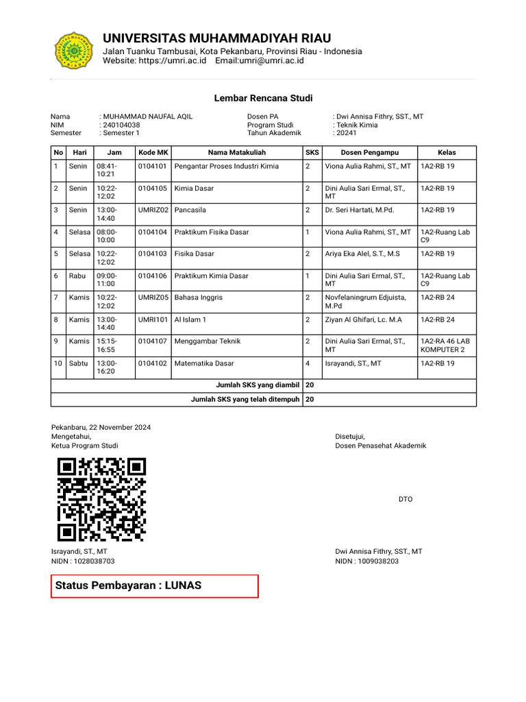 Kartu Rencana Studi | PDF