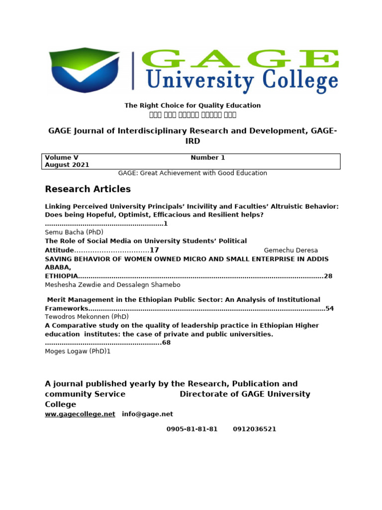 Cover pages for V.Journal | PDF | Ethiopia | Social Psychology