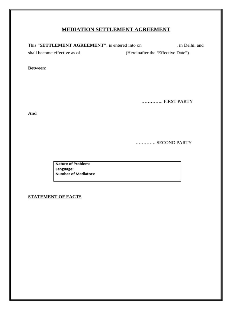 Mediation Settlement Agreement | PDF