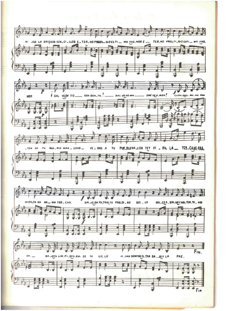 Partitura Himno Nacional para Piano | PDF