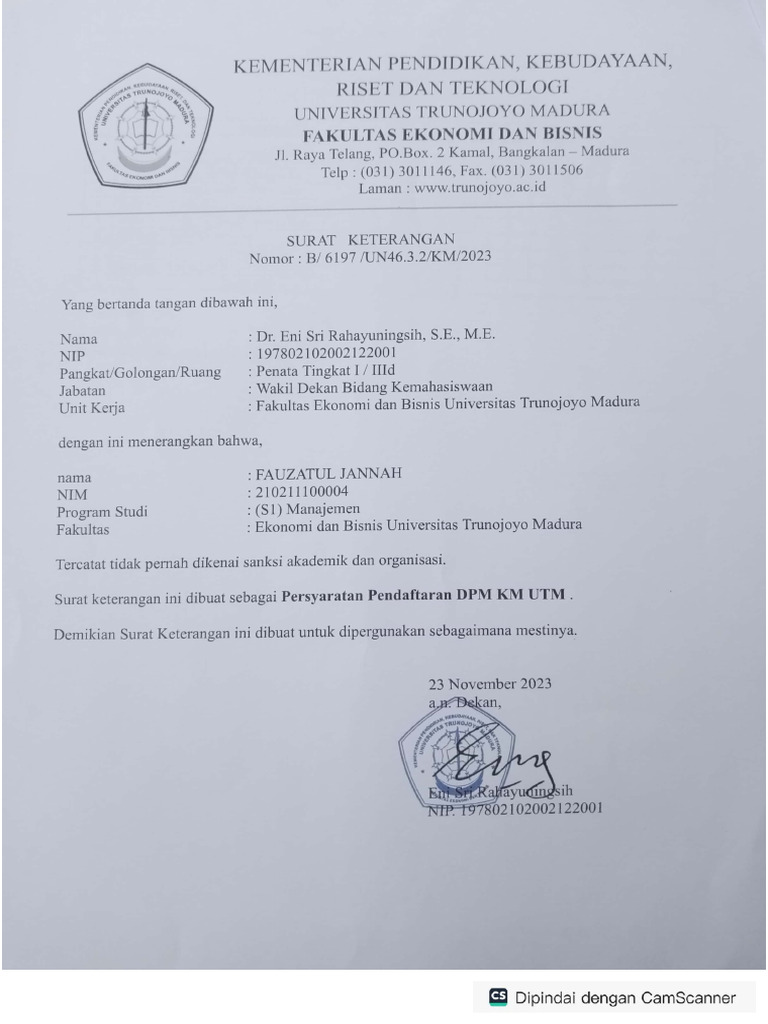 Surat Bebas Sangsi | PDF