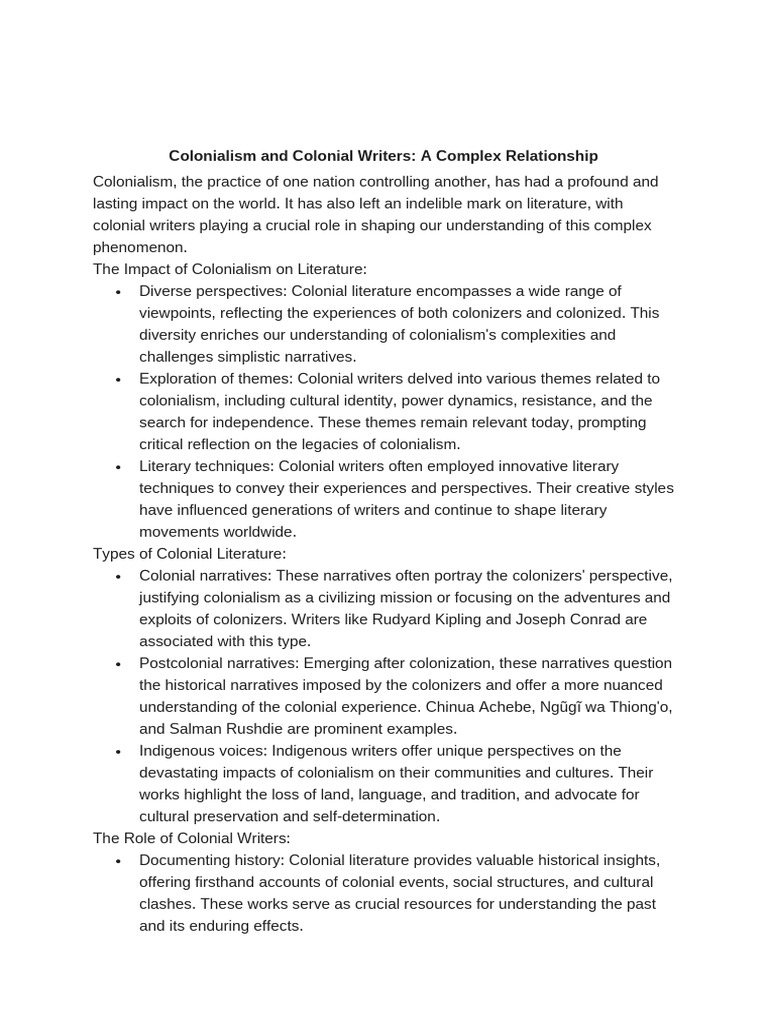 Colonialism and Colonial Writers Drama Class | PDF | Orientalism (Book ...