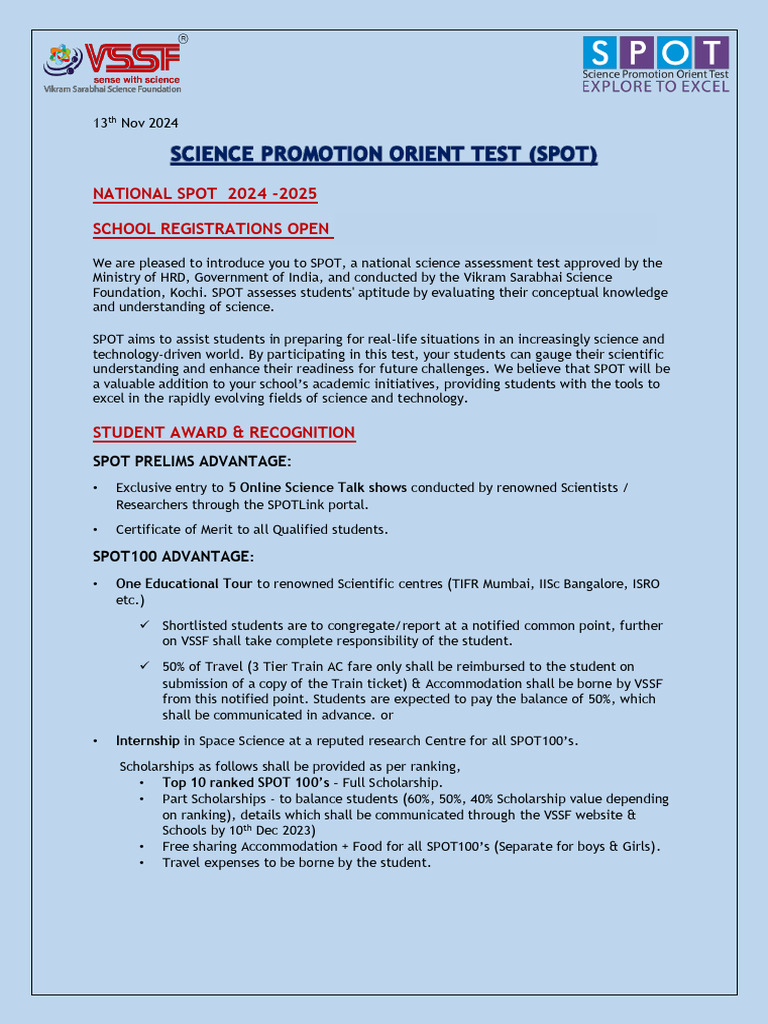 SPOT Test Guideline Procedure - Revised Dates (Schools) | PDF | Science ...