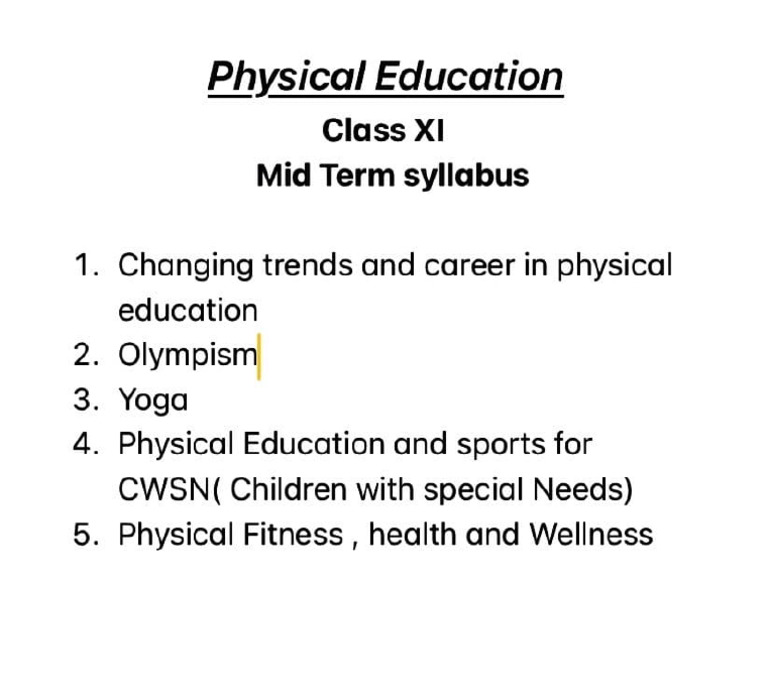 XI Physical Education Syllabus | PDF