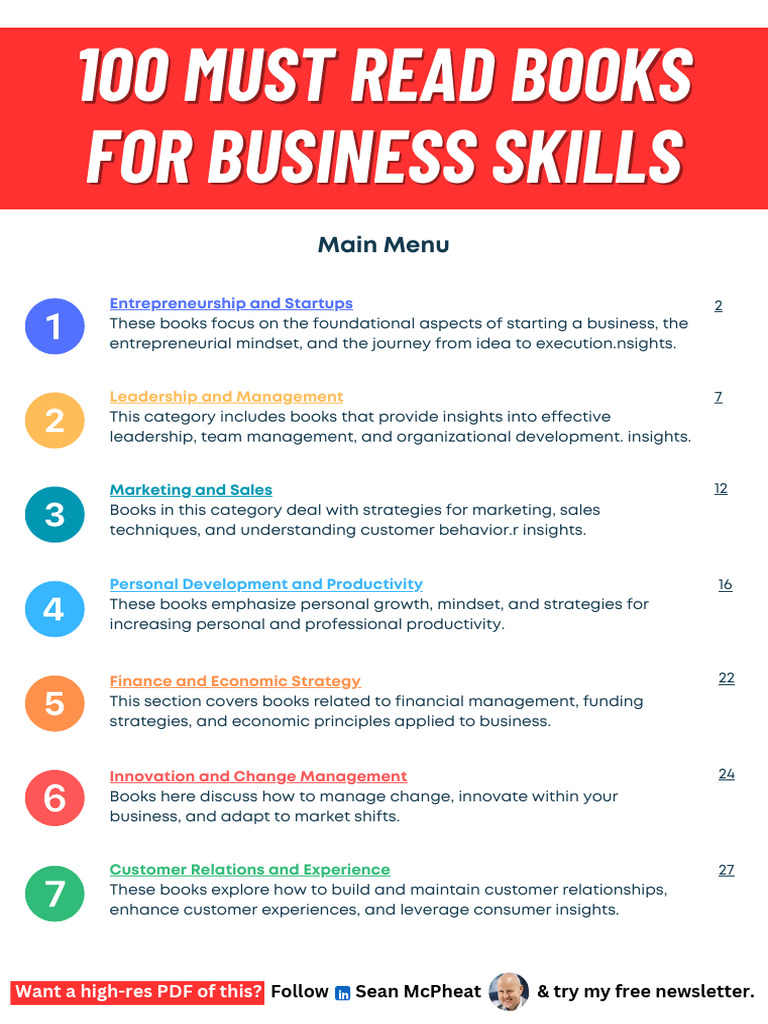100 Must Read Books | PDF | Startup Company | Small Business ...