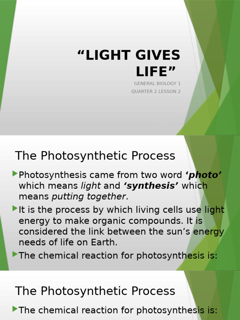 q2 Lesson 3 Gen Bio 1 Light Gives Life | PDF | Photosynthesis | Chloroplast