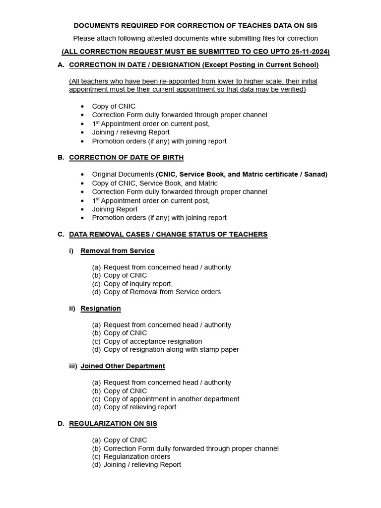 Instruction Data Correction | PDF