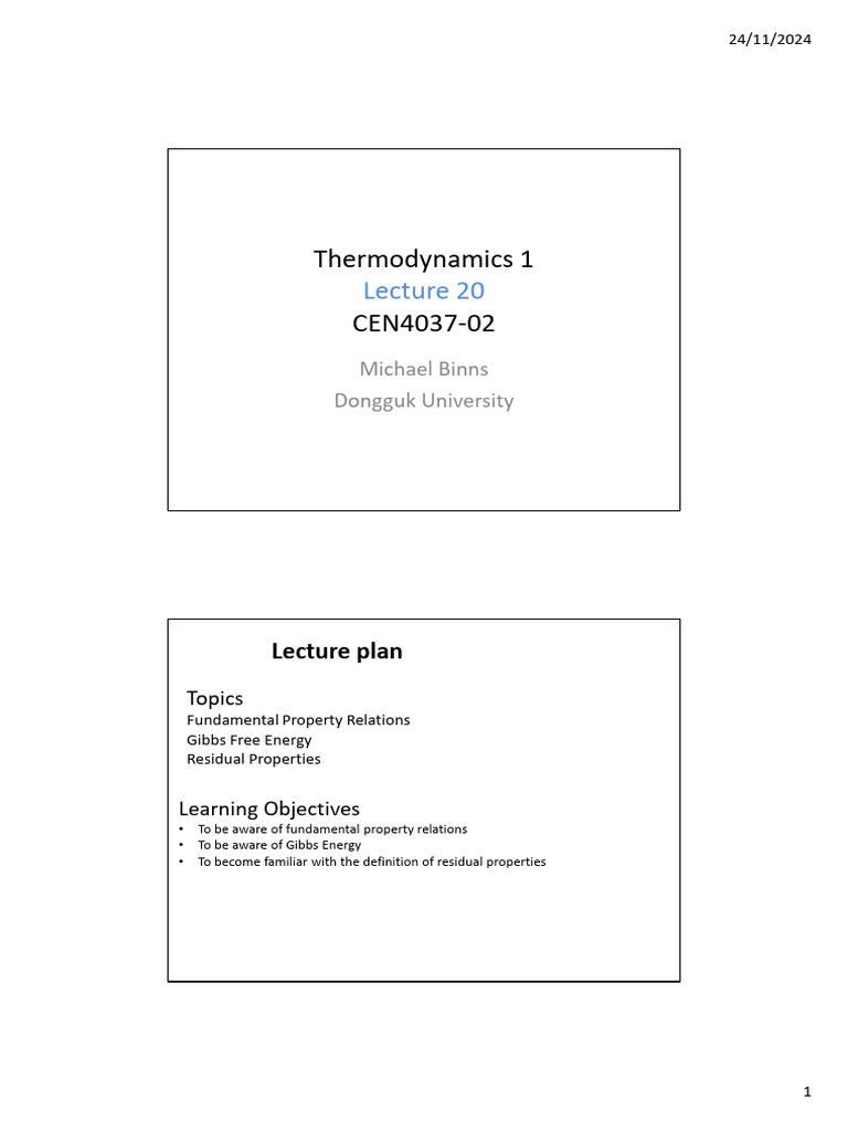 Therm1 Lecture20 Chapter6part1 | PDF | Gibbs Free Energy | Thermodynamics