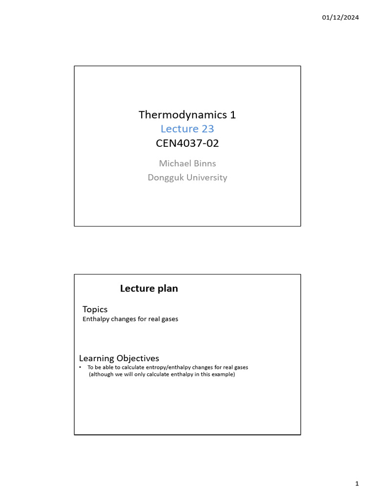 Therm1 Lecture23 Chapter6part4 Solutions | PDF | Enthalpy | Applied And Interdisciplinary Physics