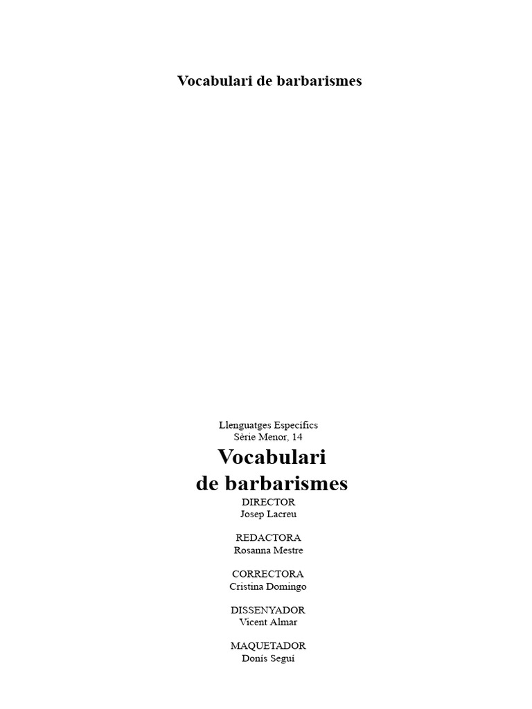 Vocabulari de Barbarismes | PDF
