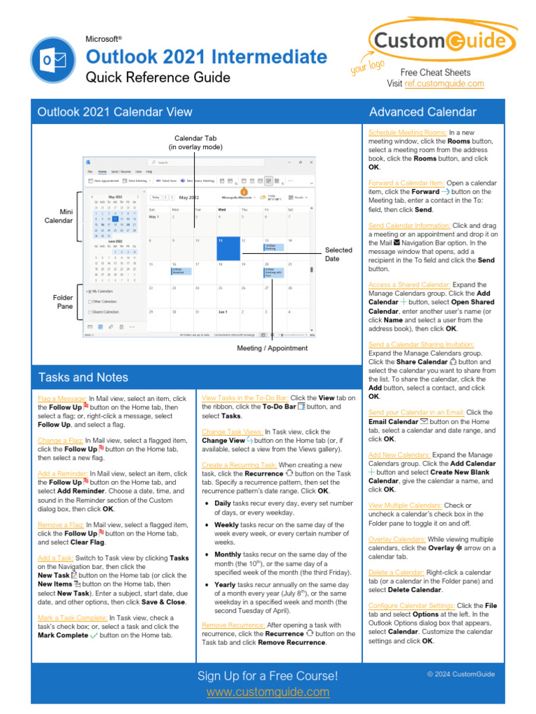 Outlook 2021 Intermediate Quick Reference | PDF | Microsoft Outlook | Computer File