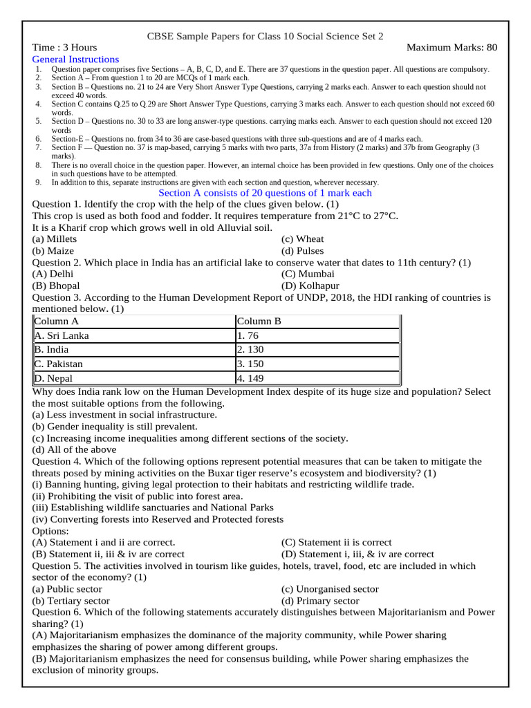 CBSE Sample Papers For Class 10 Social Science Set 2 | PDF | Mahatma ...