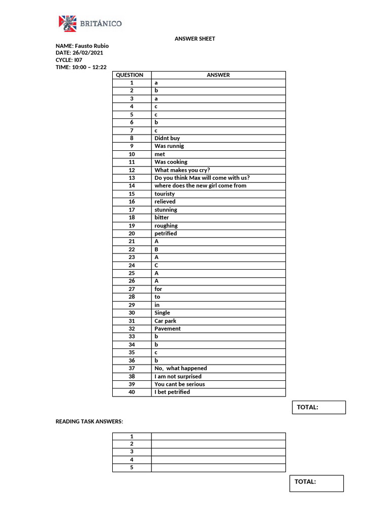 ANSWER SHEET NAVIGATE COURSES 2021 (1) | PDF