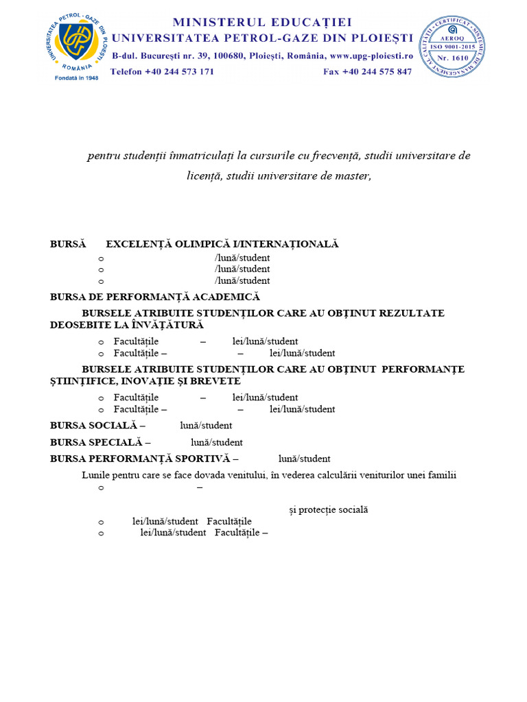 Cuantum Burse 2024-2025 | PDF