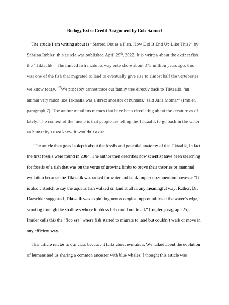 Bio extra credit assignment | PDF