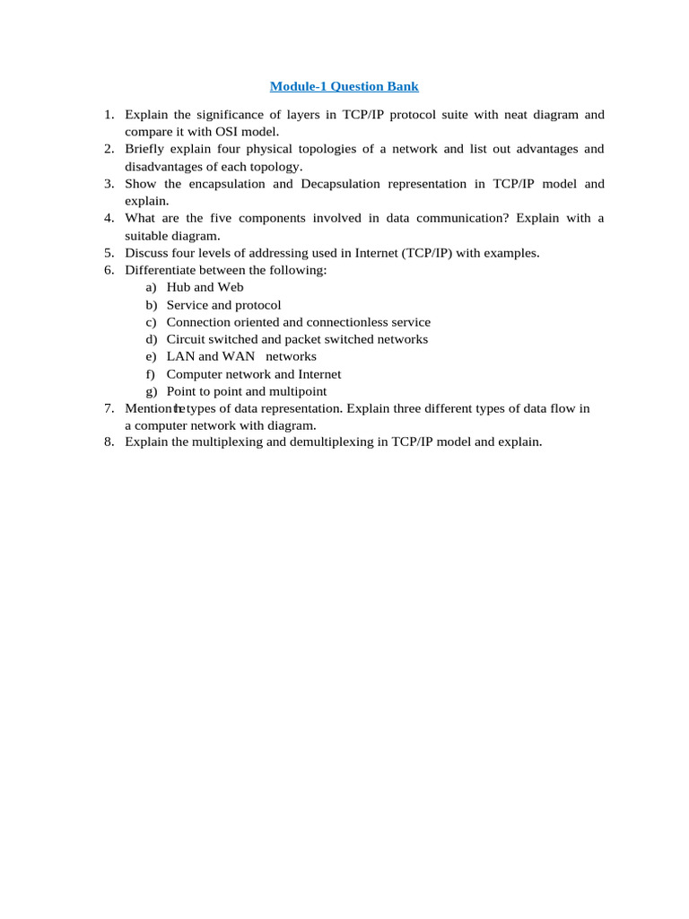 module-1 Question bank | PDF