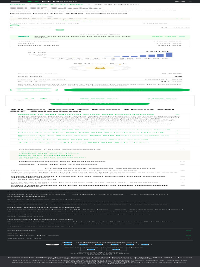 SBI SIP Calculator - Calculate SBI Mutual Fund SIP Returns | PDF ...