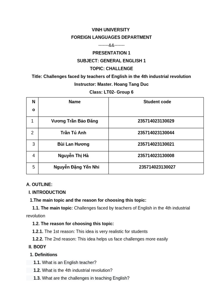 GEN1 - K64 - LT2 - G6 - PREPARATION1 - OUTLINE - U4 (Final) - Commnet | PDF | Teachers | Learning