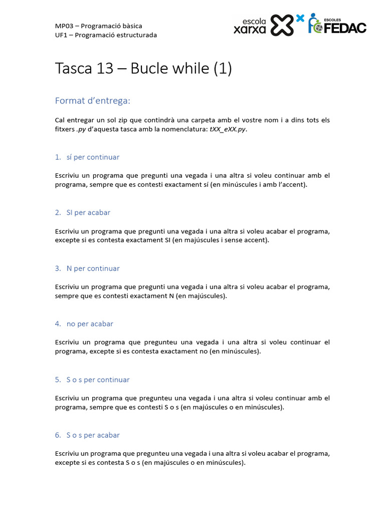 7755 20241118 Exercici Tasca 13 Bucle While 1 | PDF