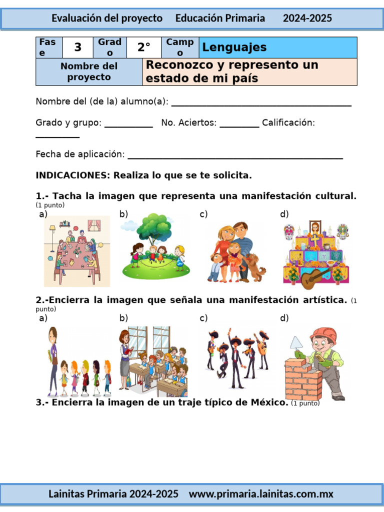 2do Grado Noviembre - Examen 07 Reconozco y represento un estado de mi ... 2do Grado Noviembre - Examen 07 Reconozco y represento un estado de mi ...