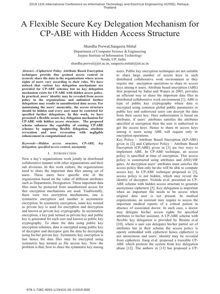 A Flexible Secure Key Delegation Mechanism For CP-ABE With Hidden ...