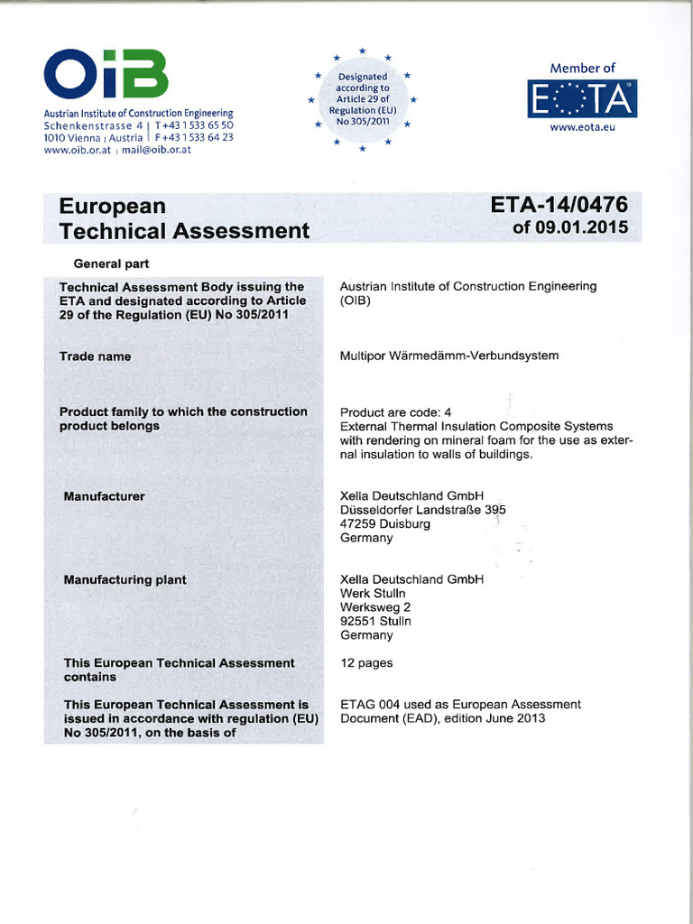 ETA-European_Technical_Assessment_Multipor_ETICS | PDF