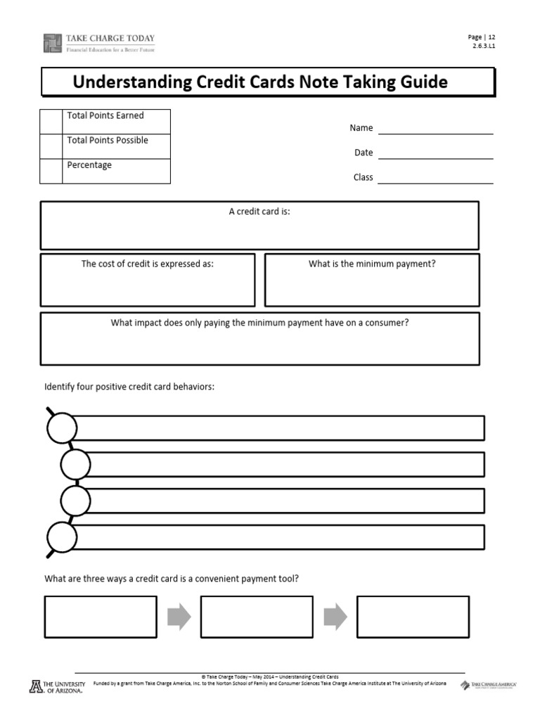 _Understanding_Credit_Cards_Note_Taking_Guide_2.6.3.L1 | PDF | Credit ...