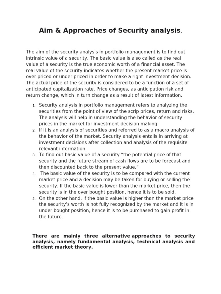 Aim & Approaches of Security Analysis. | PDF | Technical Analysis ...