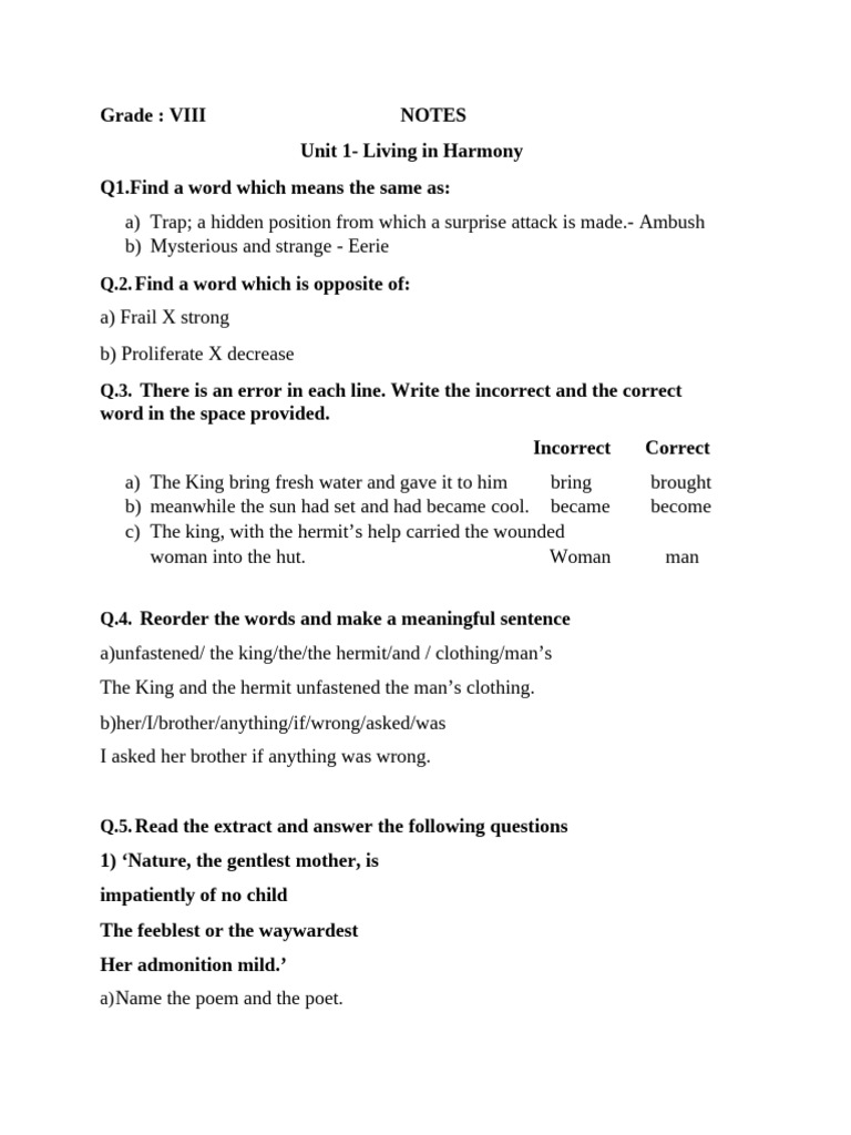 G8 Unit 1 Notes | PDF