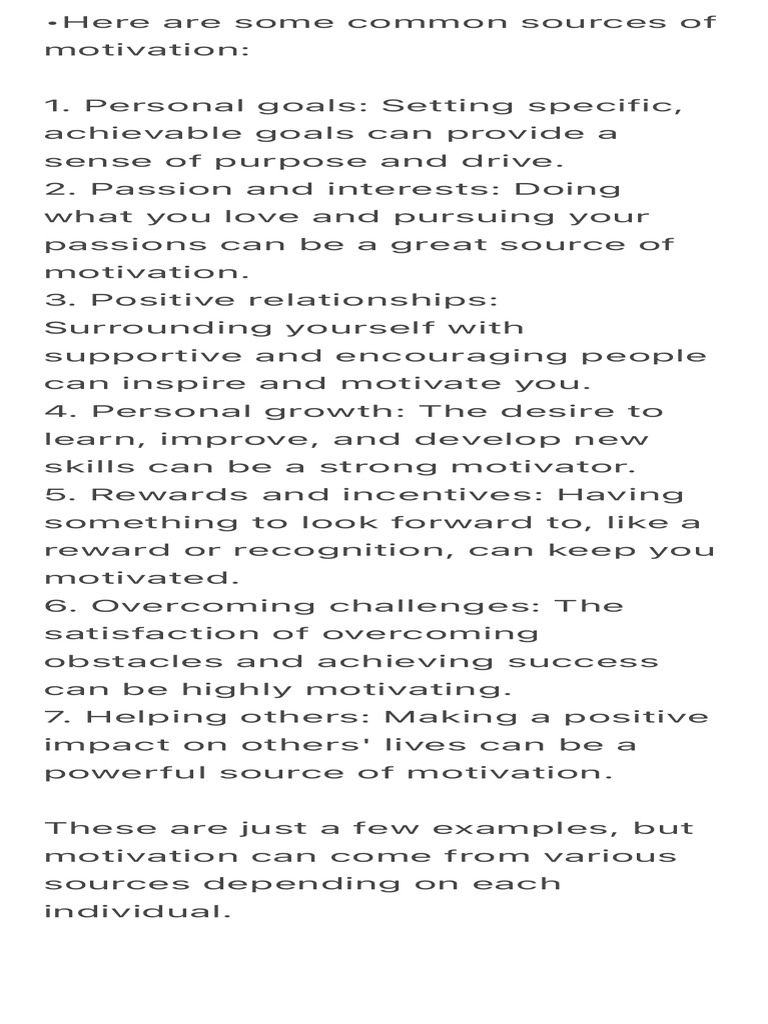 Sources of Motivation | PDF