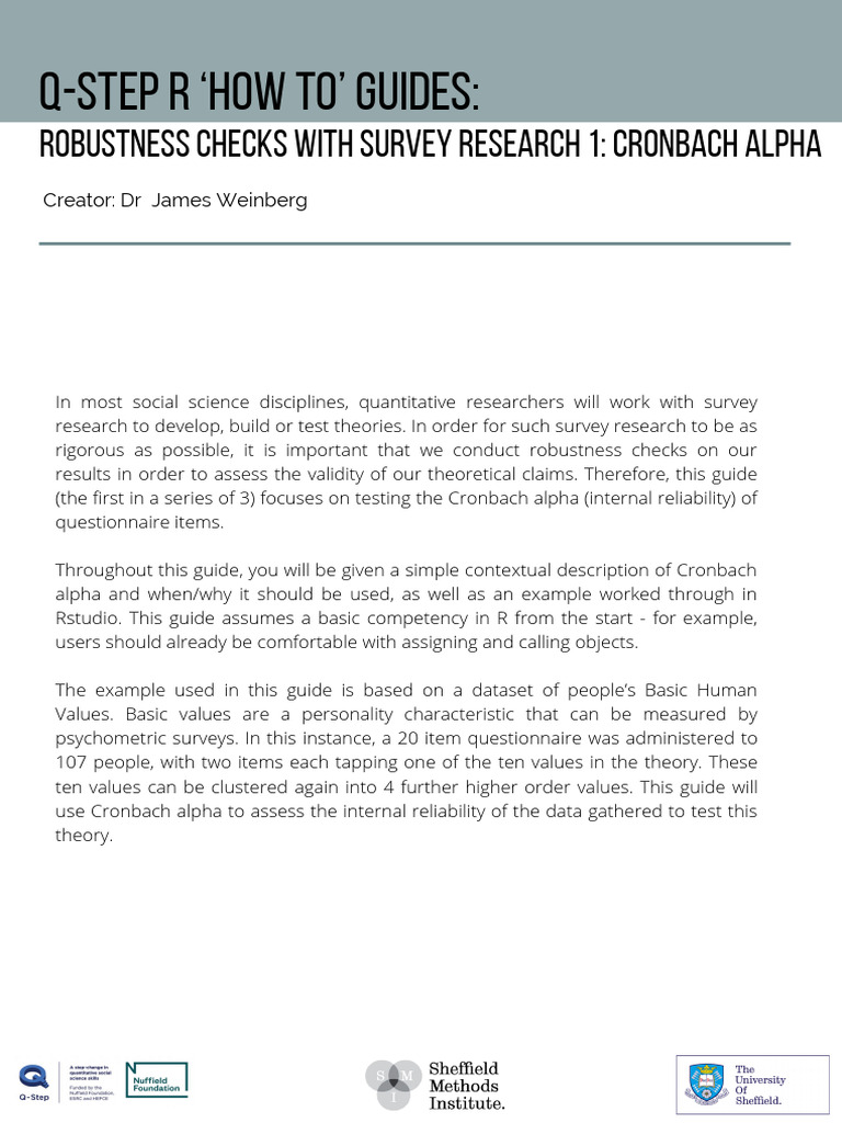 Survey Reliability with Cronbach Alpha | PDF | Cronbach's Alpha | Survey Methodology