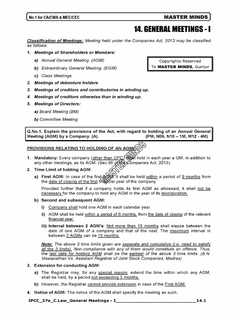 General Meetings - I | PDF