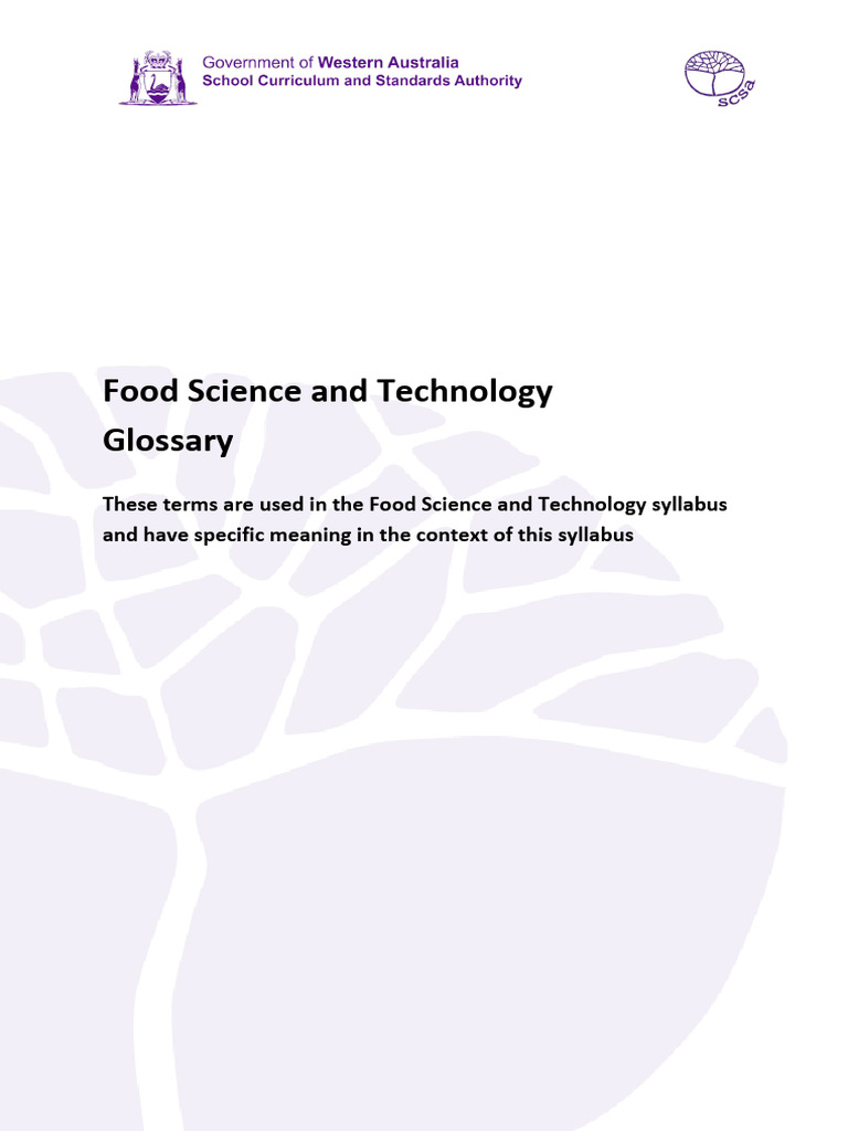 Food Science Technology Glossary | PDF | Foods | Nutrition