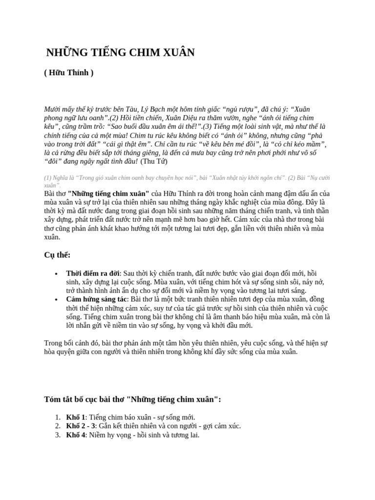 NHỮNG TIẾNG CHIM XUÂN | PDF